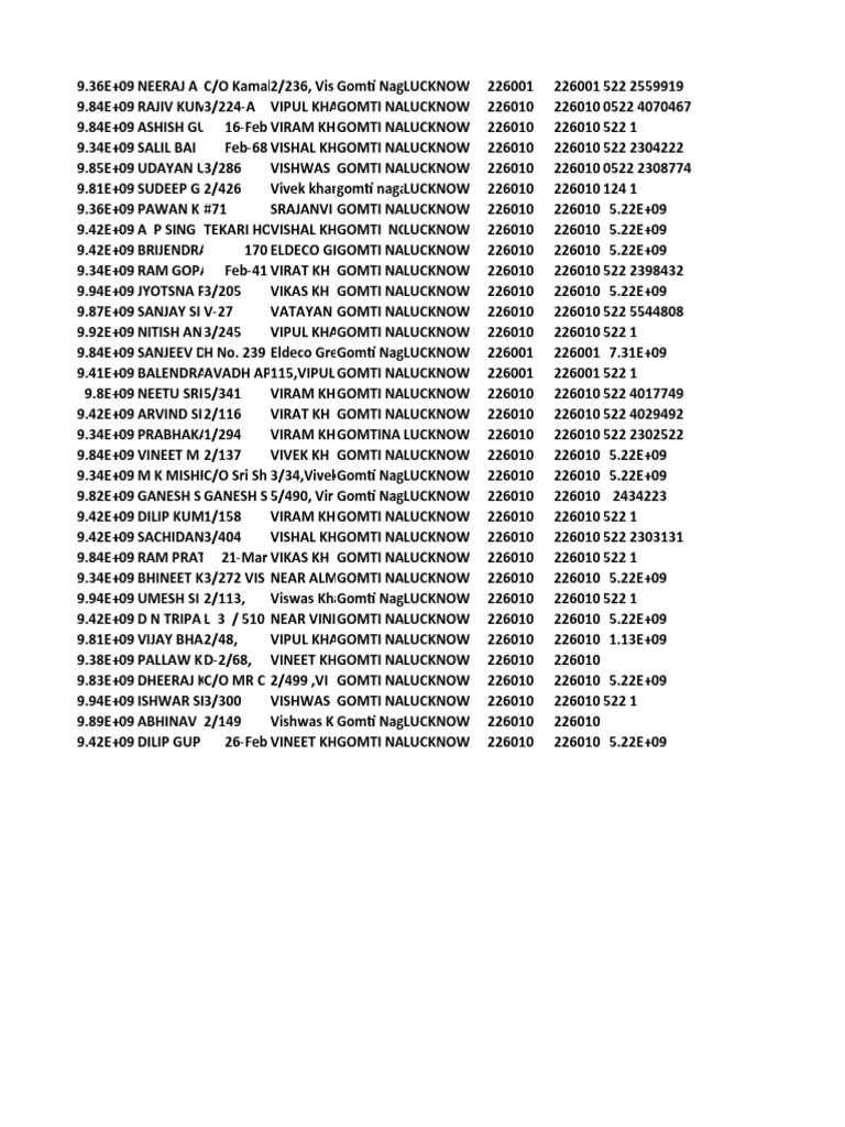 Lucknow Calling Data 4 | PDF