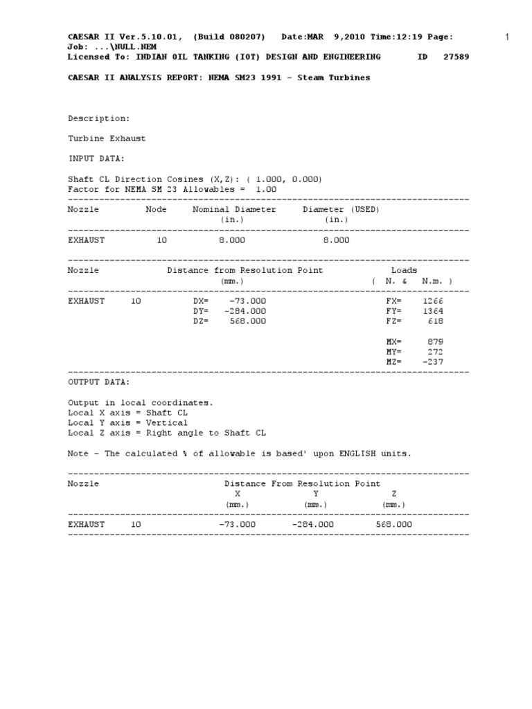 NEMA SM23 Nozzle Load Analysis Report | PDF | Mechanical Engineering ...