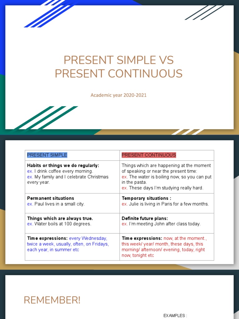 Present Simple VS Present Continuous | PDF