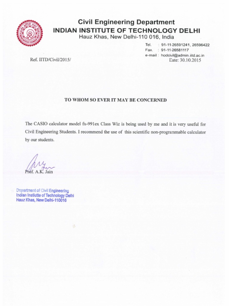 Recommendation Letter - IITD - Civil Engg (3) - 1 | PDF