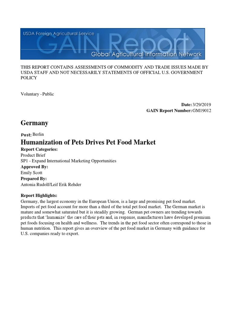 Humanization of Pets Drives Pet Food Market - Germany - 2019 | PDF ...