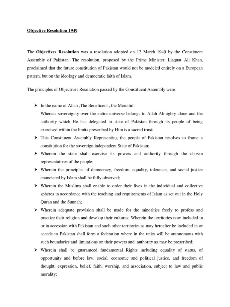 Objective Resolution 1949 | PDF | Government | Justice