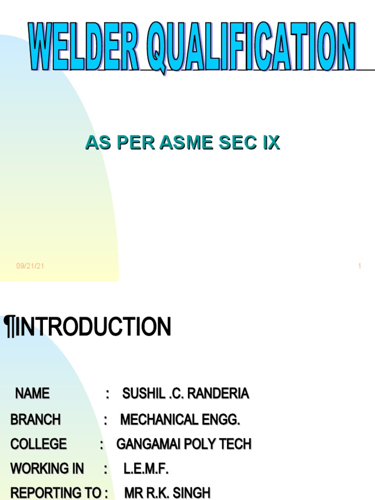 Asme Sec Ix (Welder Qualification) | PDF | Construction | Welding