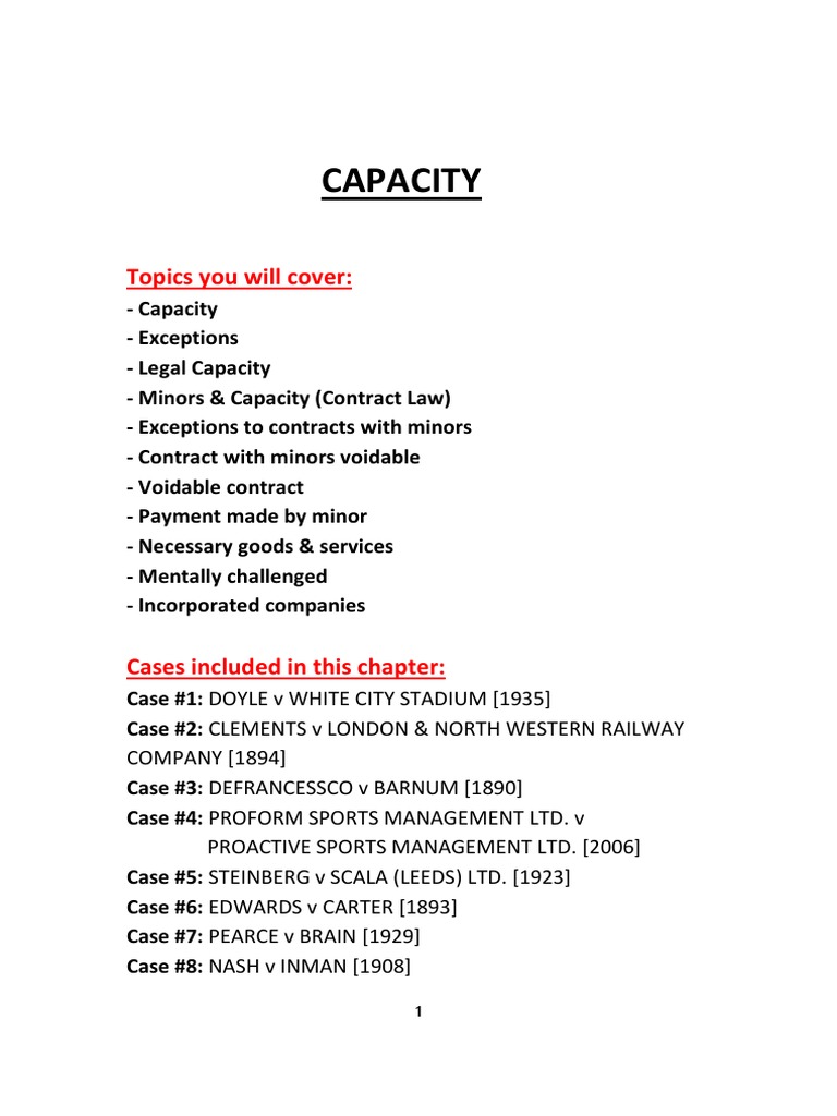 A Comprehensive Guide to Capacity and Exceptions in Contract Law | PDF ...