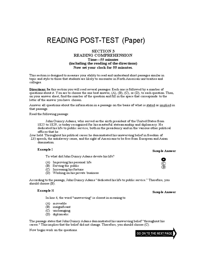 Reading Post-Test (Paper) : Section 3 | PDF | Solar Eclipse | Desert