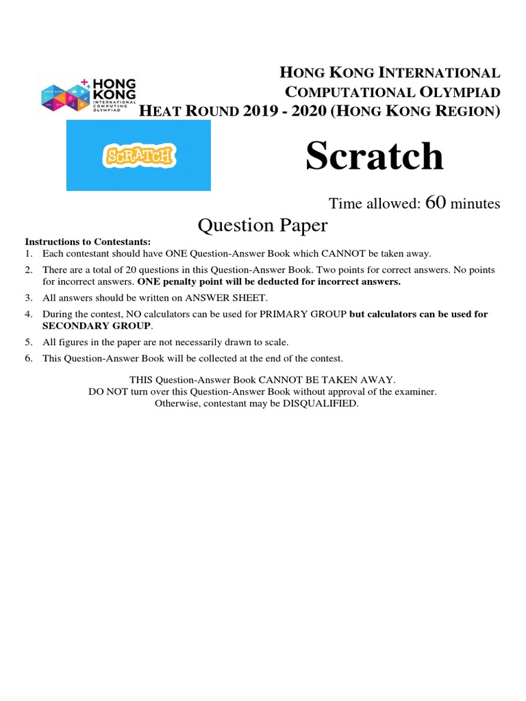 Scratch: 60 Question Paper | PDF | Scratch (Programming Language) | Computing