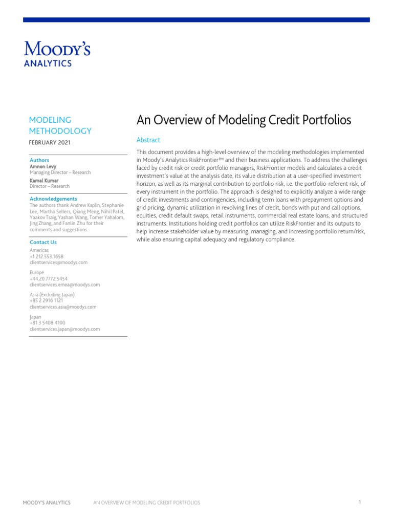 An Overview of Modeling Credit Portfolios | PDF | Valuation (Finance ...