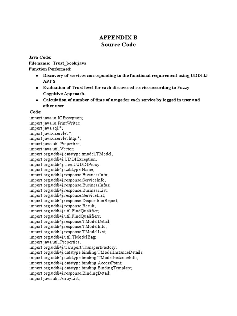 Appendix B Source Code | PDF | Java (Programming Language) | Computer ...