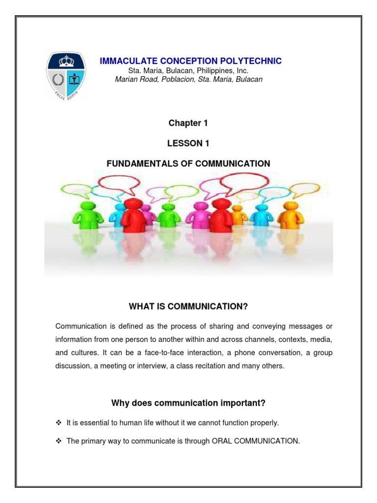 Lesson 1 - Fundamentals of Communication | PDF | Communication | Human ...
