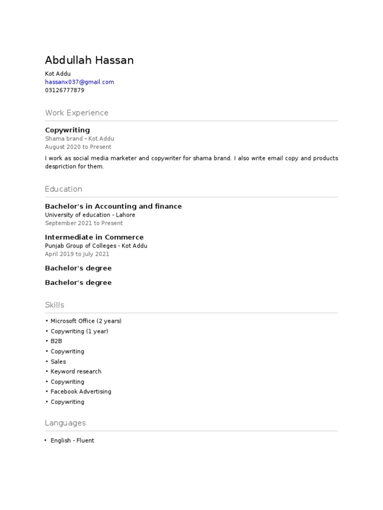 Abdullah Hassan CV | PDF