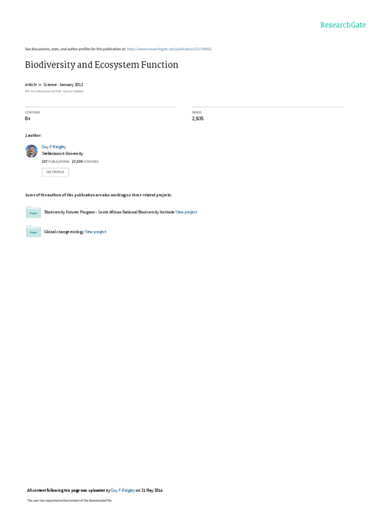 Biodiversity and Ecosystem Function | PDF | Gamma Ray | Ecosystem