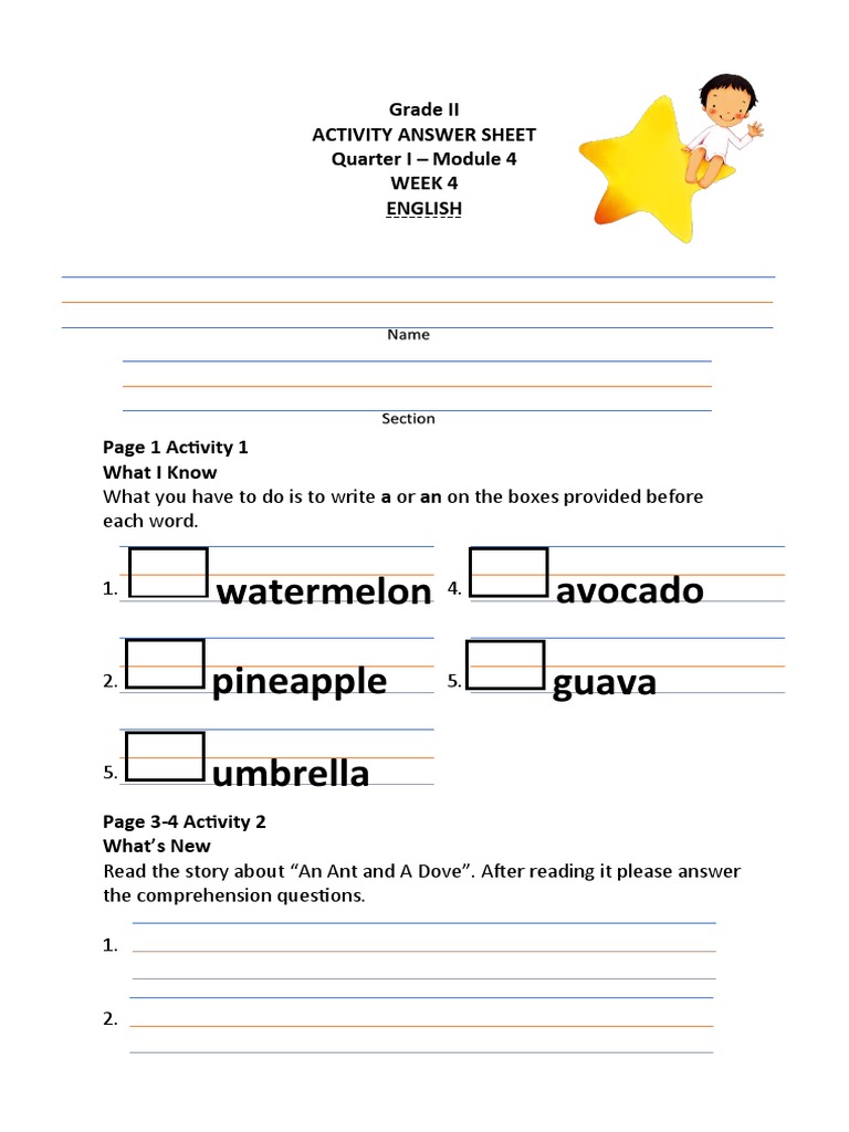 Q1 W4 Answer Sheets | PDF