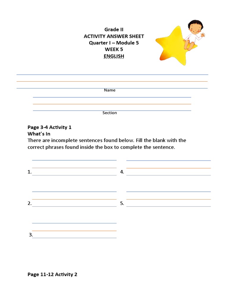 Q1 W5 Answer Sheets | PDF