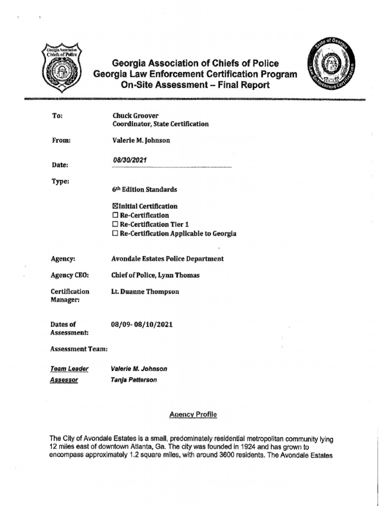 AE Law Enforcement Certification Report - Final | PDF