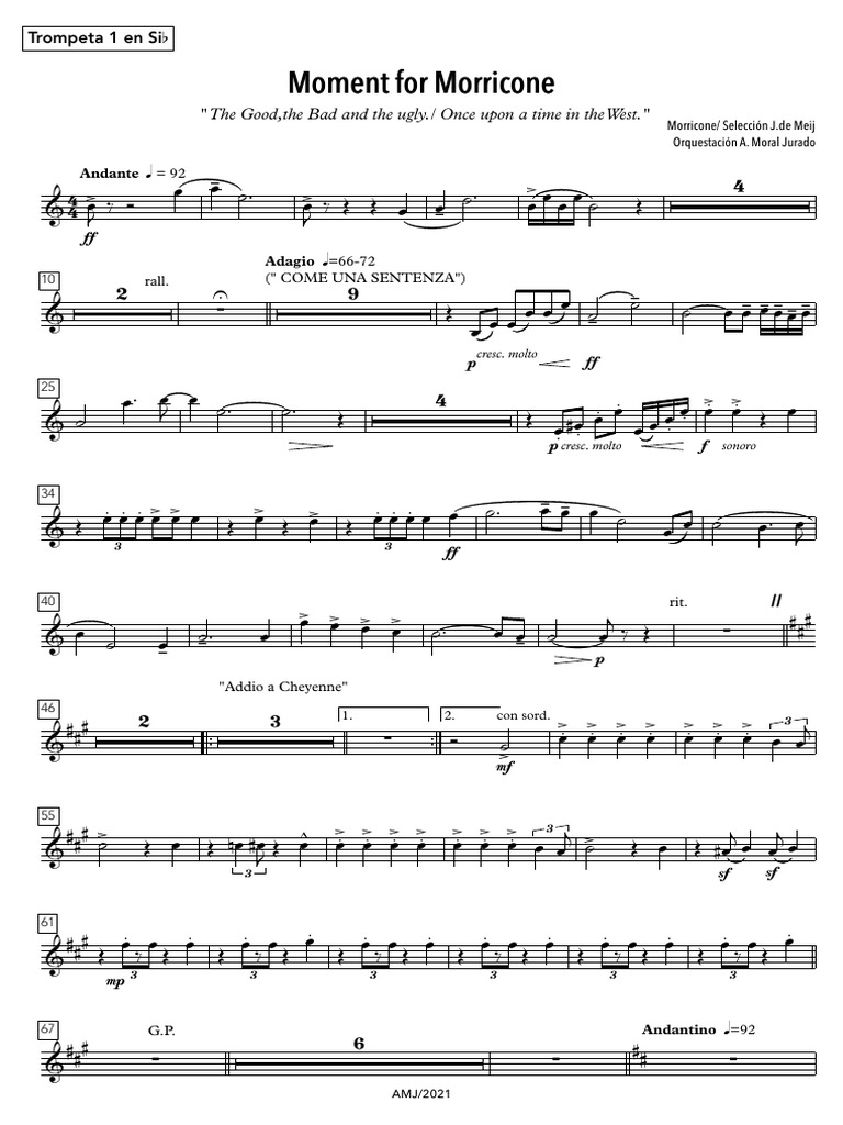 Trompetas Moment For Morricone | PDF | Compositions musicales | Notation