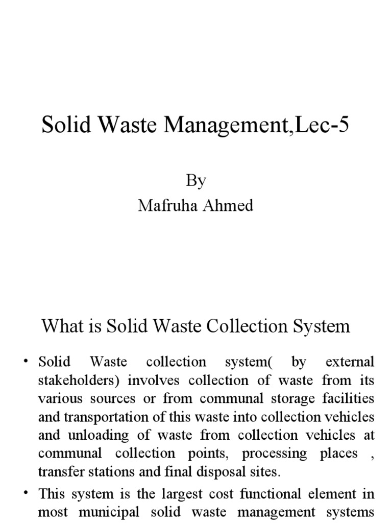 Solid Waste Management, Lec-5 | PDF | Waste Management | Waste