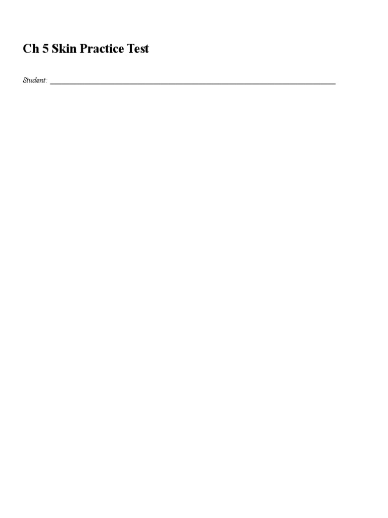 CH 5 Skin Practice Test | PDF | Skin | Integumentary System