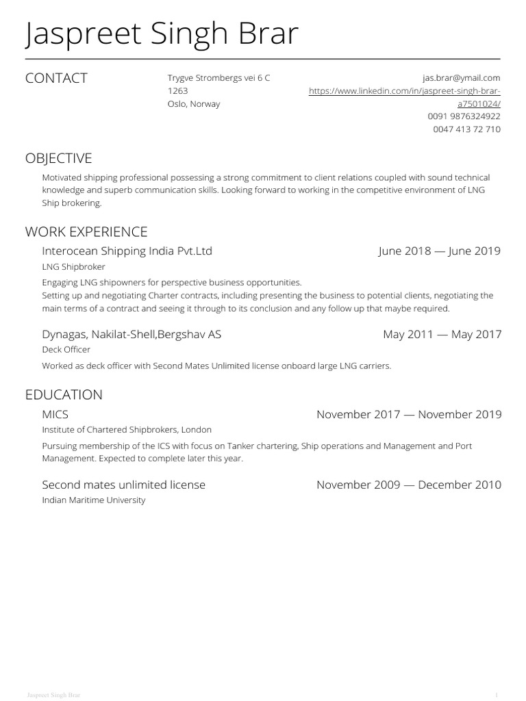 Contact: Interocean Shipping India PVT - LTD June 2018 - June 2019 | PDF