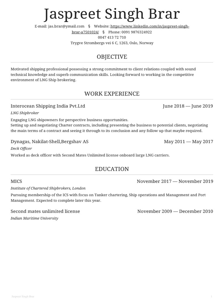 Objective: Interocean Shipping India PVT - LTD June 2018 - June 2019 | PDF