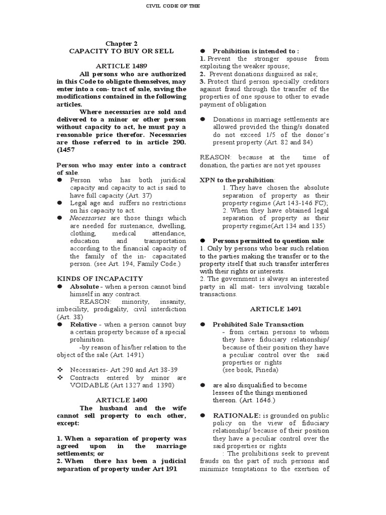 Sales (Article 1489-1502) | PDF | Property | Ownership