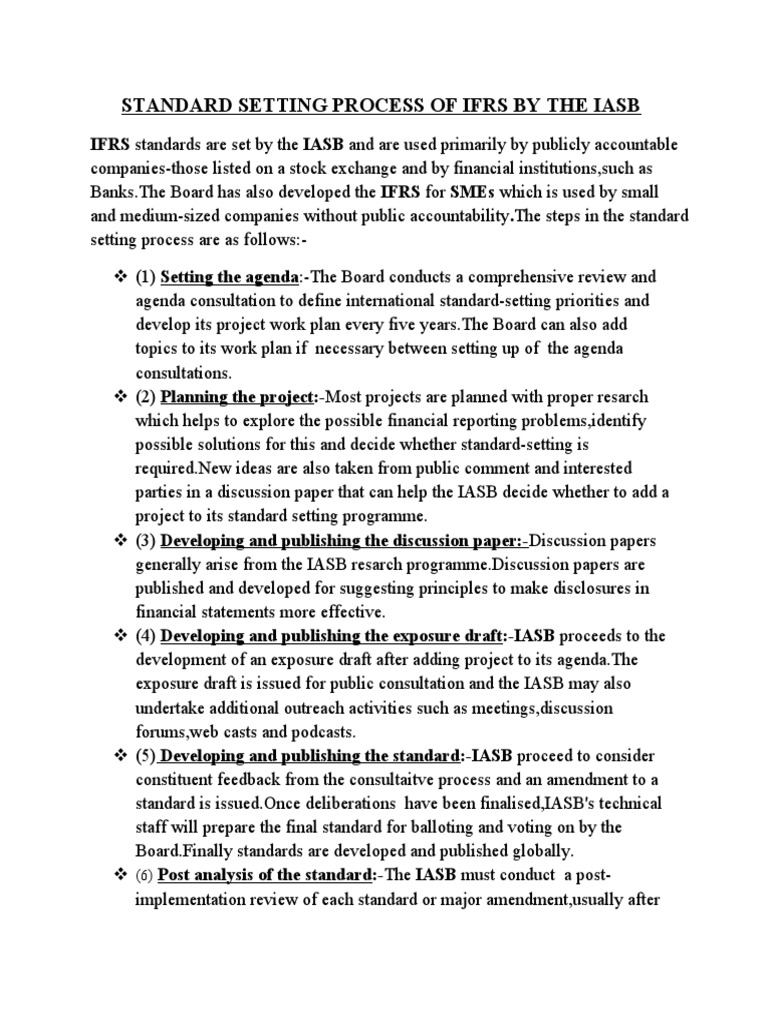 Standard Setting Process of Ifrs by The Iasb | PDF