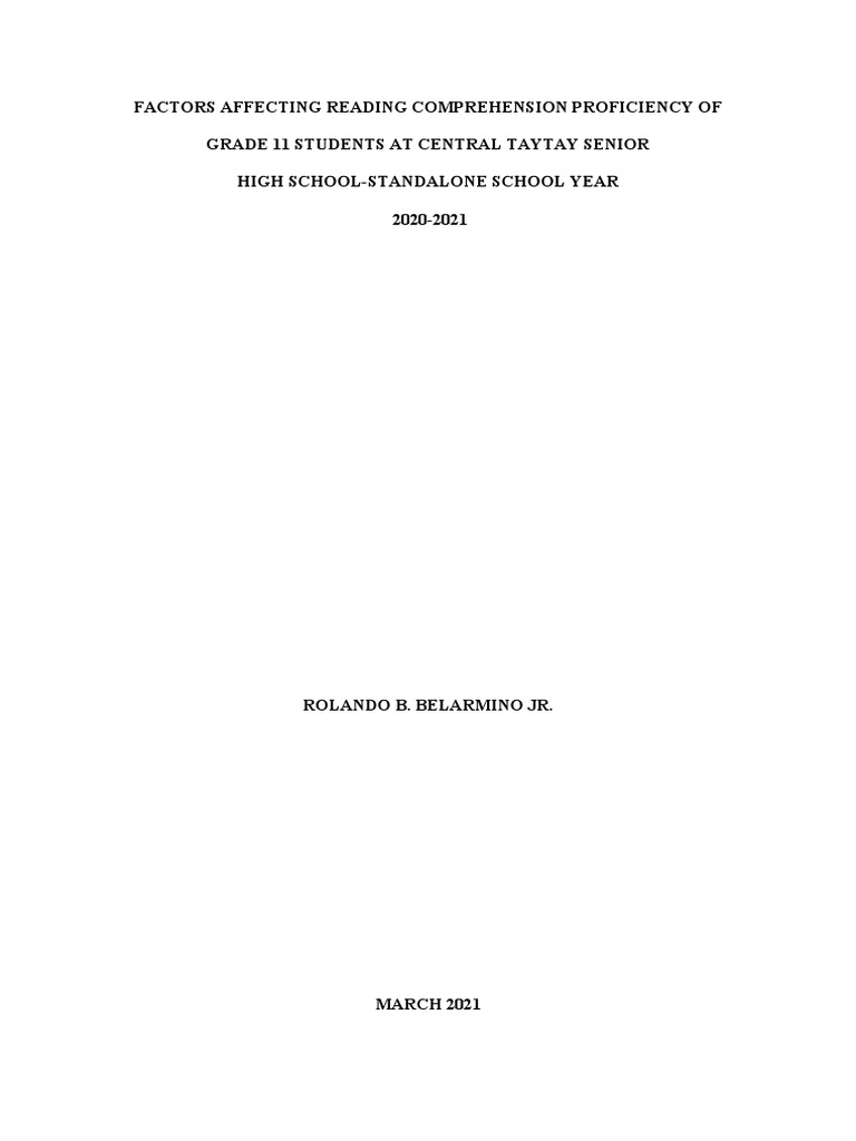 Factors Affecting Reading Comprehension Proficiency of Grade 11 ...