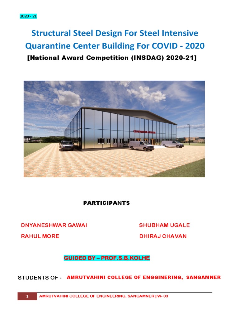 Structural Steel Design For Steel Intensive Quarantine Center | PDF ...