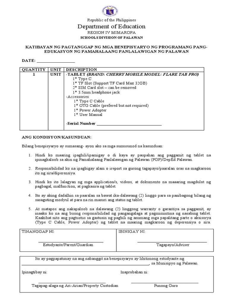 Tablet Agreement 2021 | PDF