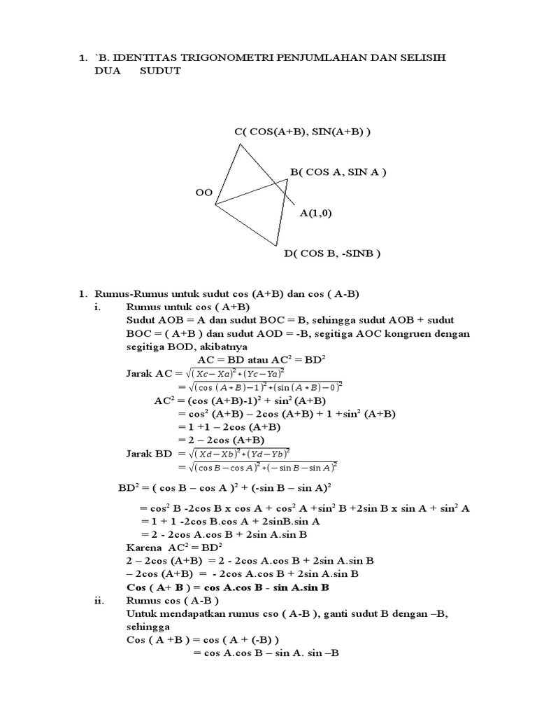 Rumus Trigonometri Penjumlahan dan Selisih | PDF