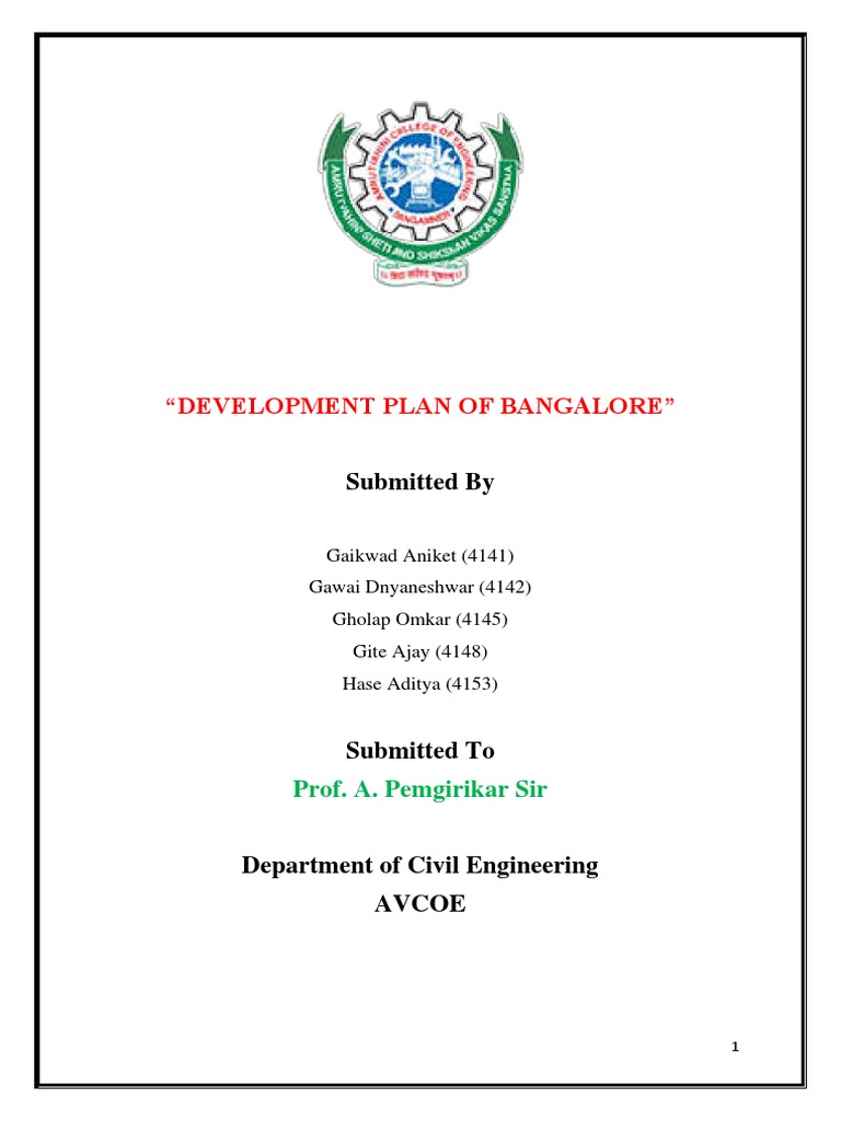 Bangalore Development Plan Overview | PDF | Hydroelectricity | Bangalore