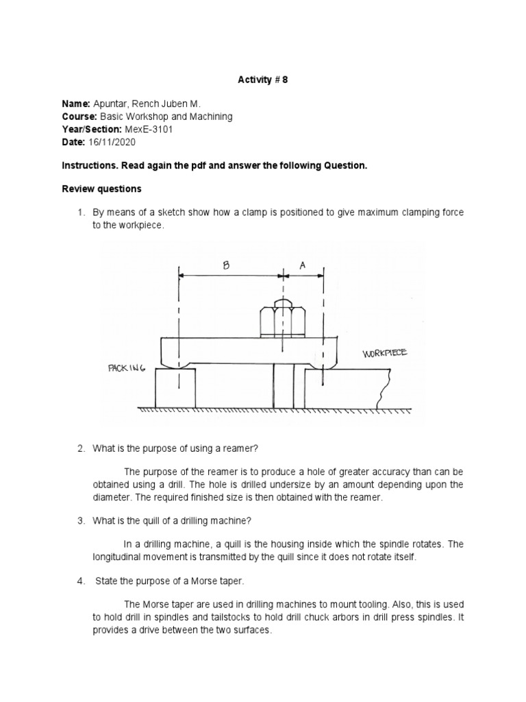 Activity # 8 | PDF | Drill | Drilling
