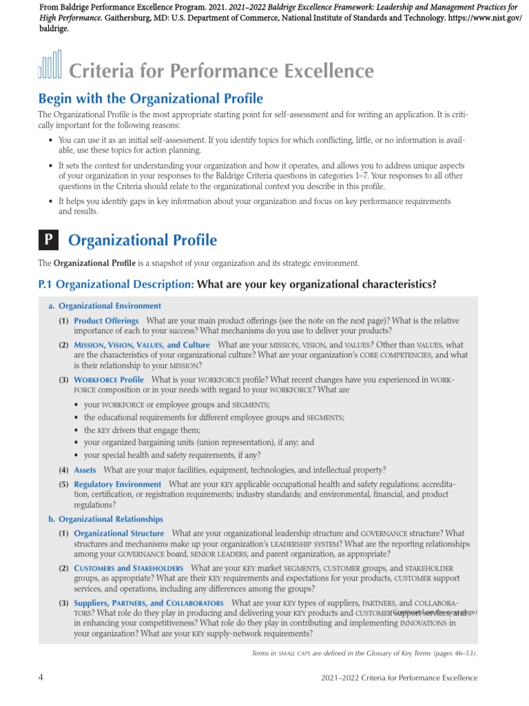 Criteria For Performance Excellence: Organizational Profile | PDF ...