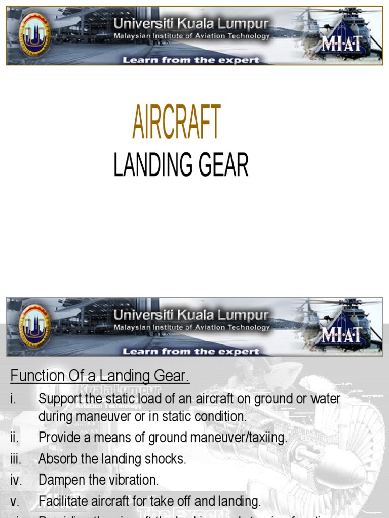 Types and Functions of Aircraft Landing Gear | PDF | Landing Gear ...