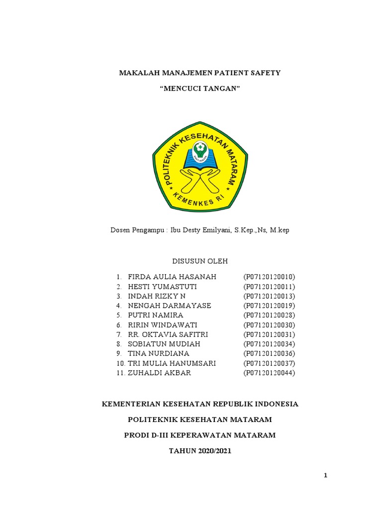Makalah Manajemen Patient Safety | PDF | Sains & Matematika