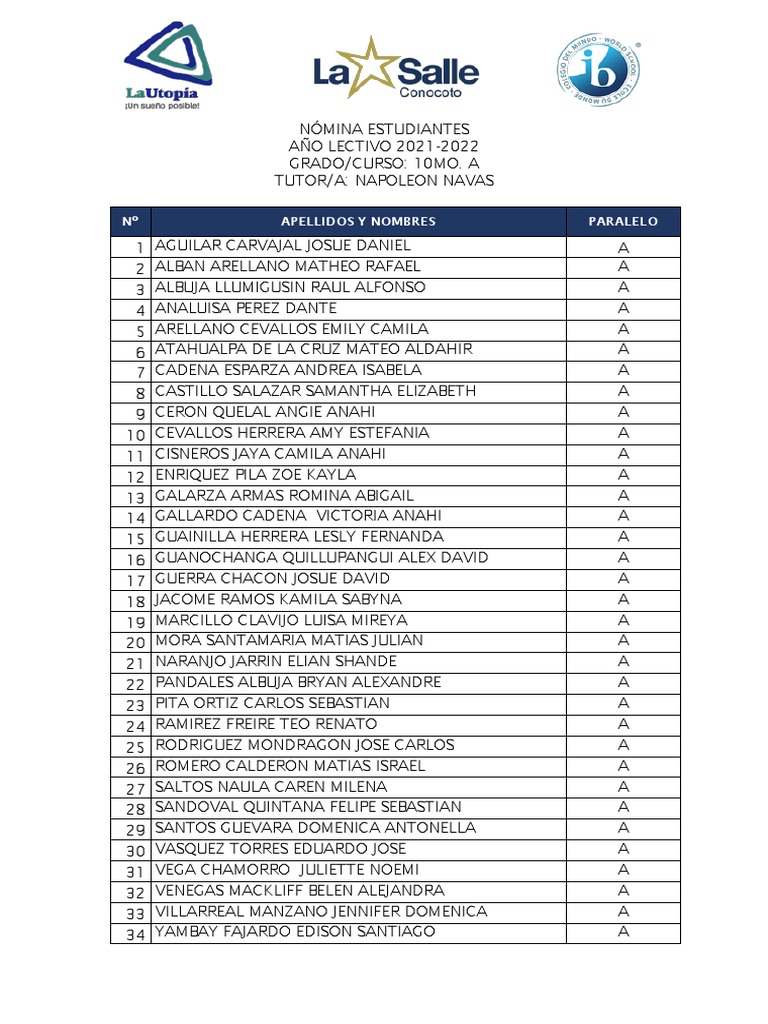 Lista - 10 Egb - Actualizada 7-09-21 | PDF | Estilo de vida