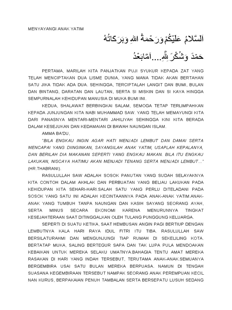 Menyayangi Anak Yatim | PDF