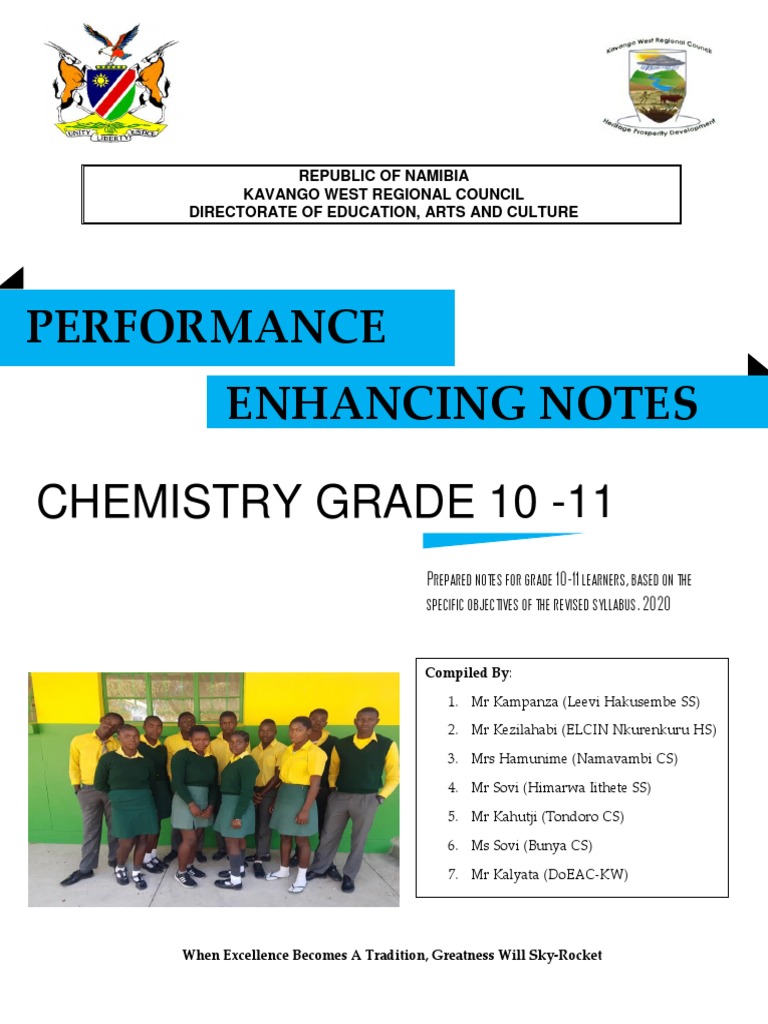 Performance Performance Enhancing Notes: Chemistry Grade 10 - 11 | PDF ...
