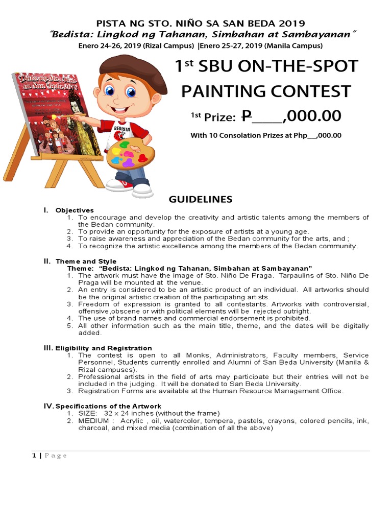 1 Sbu On-The-Spot Painting Contest: Prize | PDF | Paintings