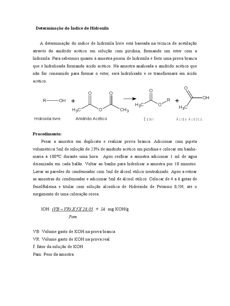 Determinação Do Índice de Hidroxila | PDF