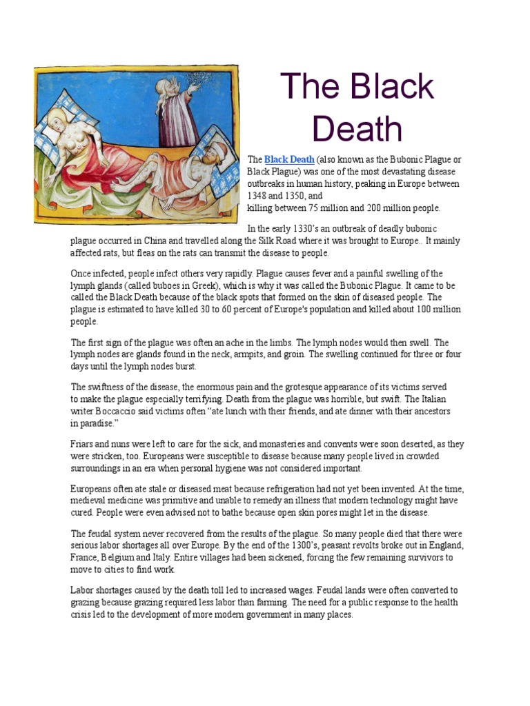The Black Death/Bubonic Plague Reading | PDF | Black Death | Animal ...