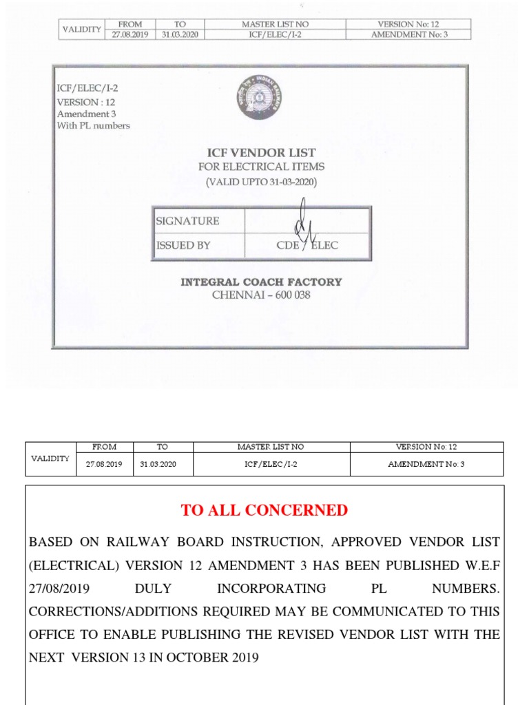 Railway approved vendor list for electrical items | PDF | Electrical ...