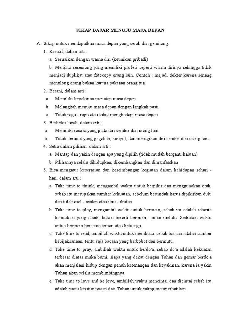 Sikap Dasar Menuju Masa Depan | PDF