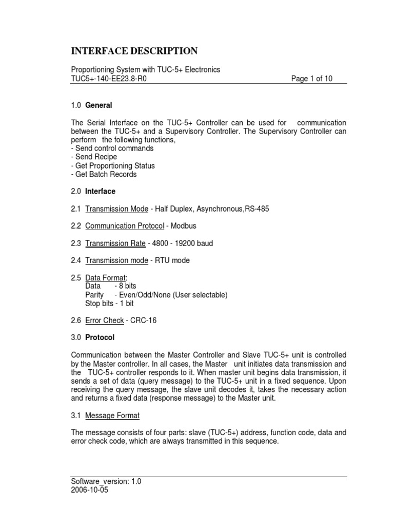TUC5+ Modbus ID Details PDF | PDF | Data Transmission | Error Detection ...
