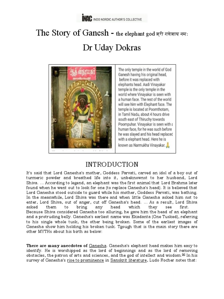 The Story of Ganesh | PDF | Hindu Gods | Hindu Deities