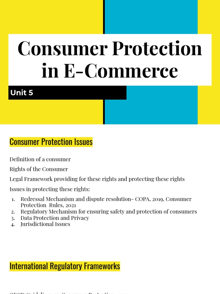 Law of E-Commerce Unit 5 | PDF | Consumer Protection | E Commerce