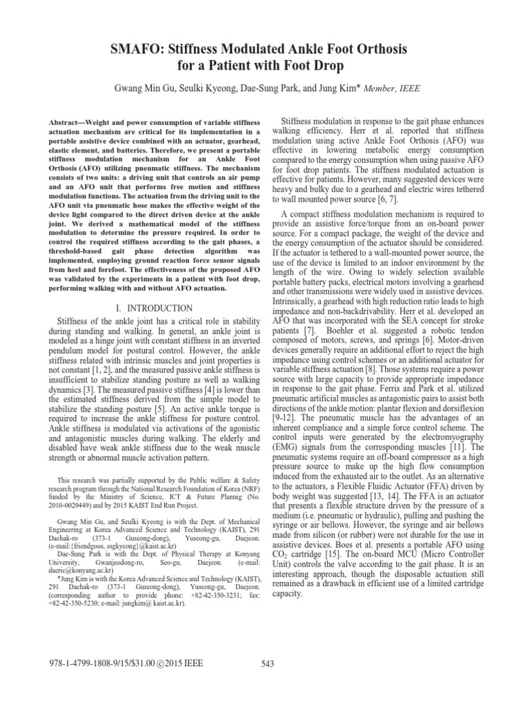 SMAFO: Stiffness Modulated Ankle Foot Orthosis For A Patient With Foot ...