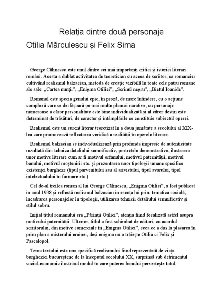 Relația Dintre Două Personaje | PDF