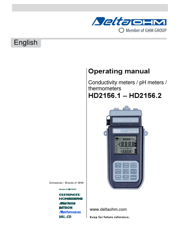 English: Operating Manual HD2156.1 - HD2156.2 | PDF | Ph | Buffer Solution
