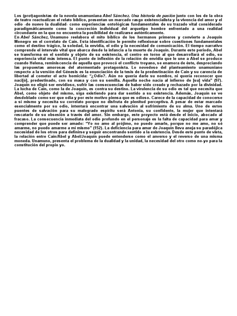Abel Sanchez Mito Abel y Caín | PDF | Amor
