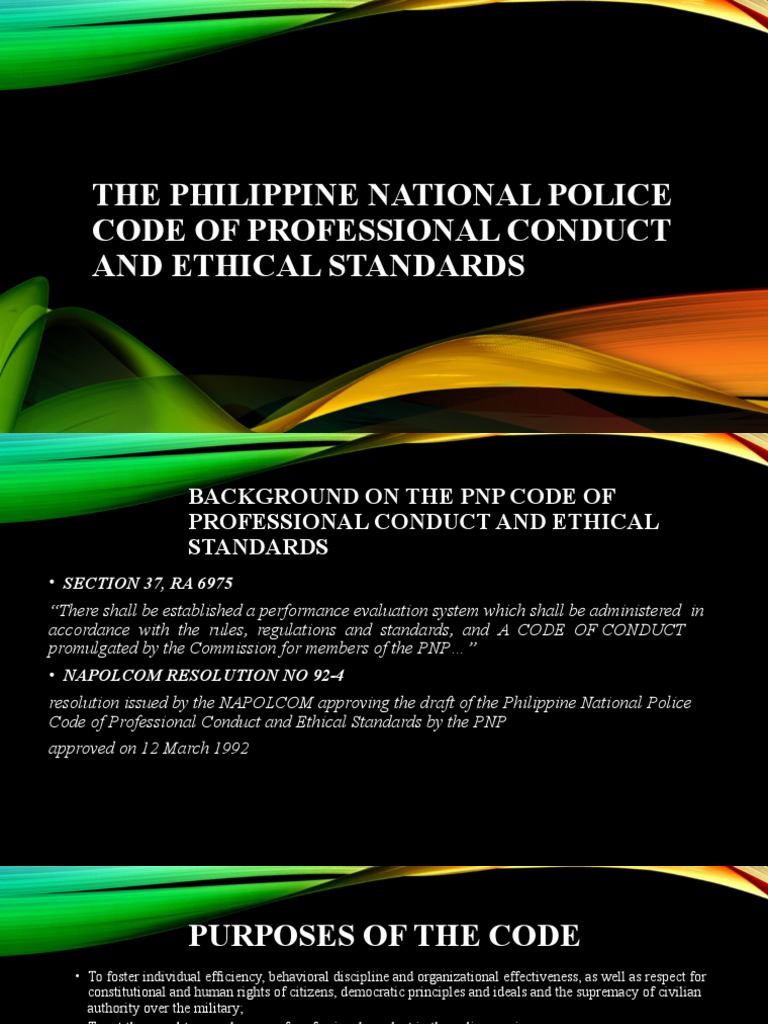 The Philippine National Police Code of Professional Conduct | PDF ...